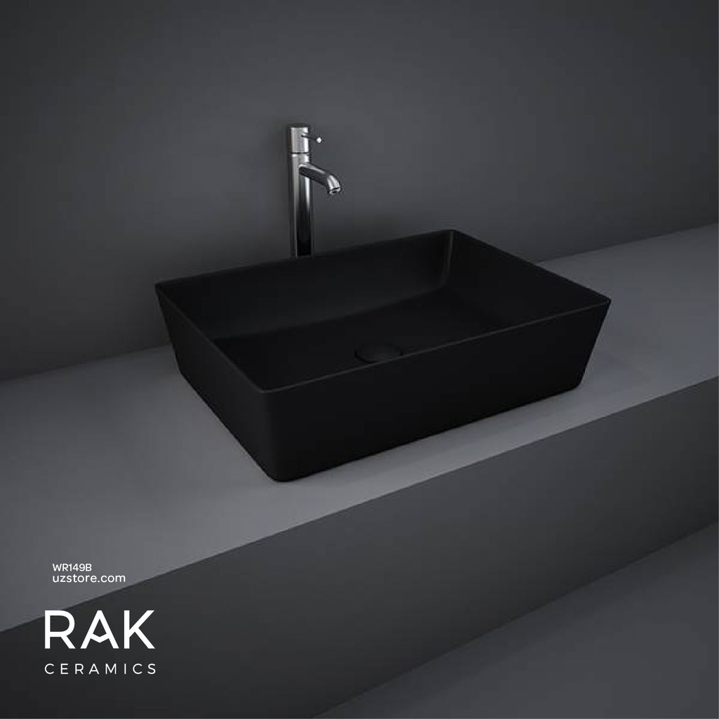 RAK Ceramic Feeling Counter Top Wash Basin Rectangle 50CM Matt Black ...