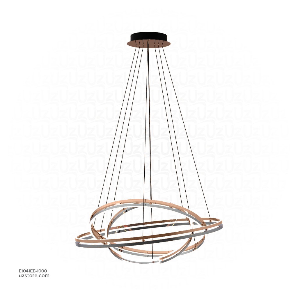 Pendant lamp Ø:1000*1 800*1 600*1 Stainless steel Rose gold+Mirror Black 3000K , 81616-10+8+6 ...
