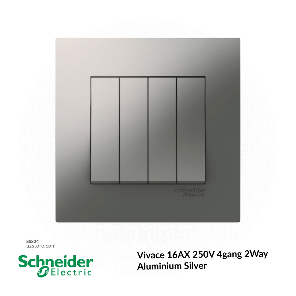 4 gang switch 3*3 2way Schneider Alu. Sliver | UZ Store