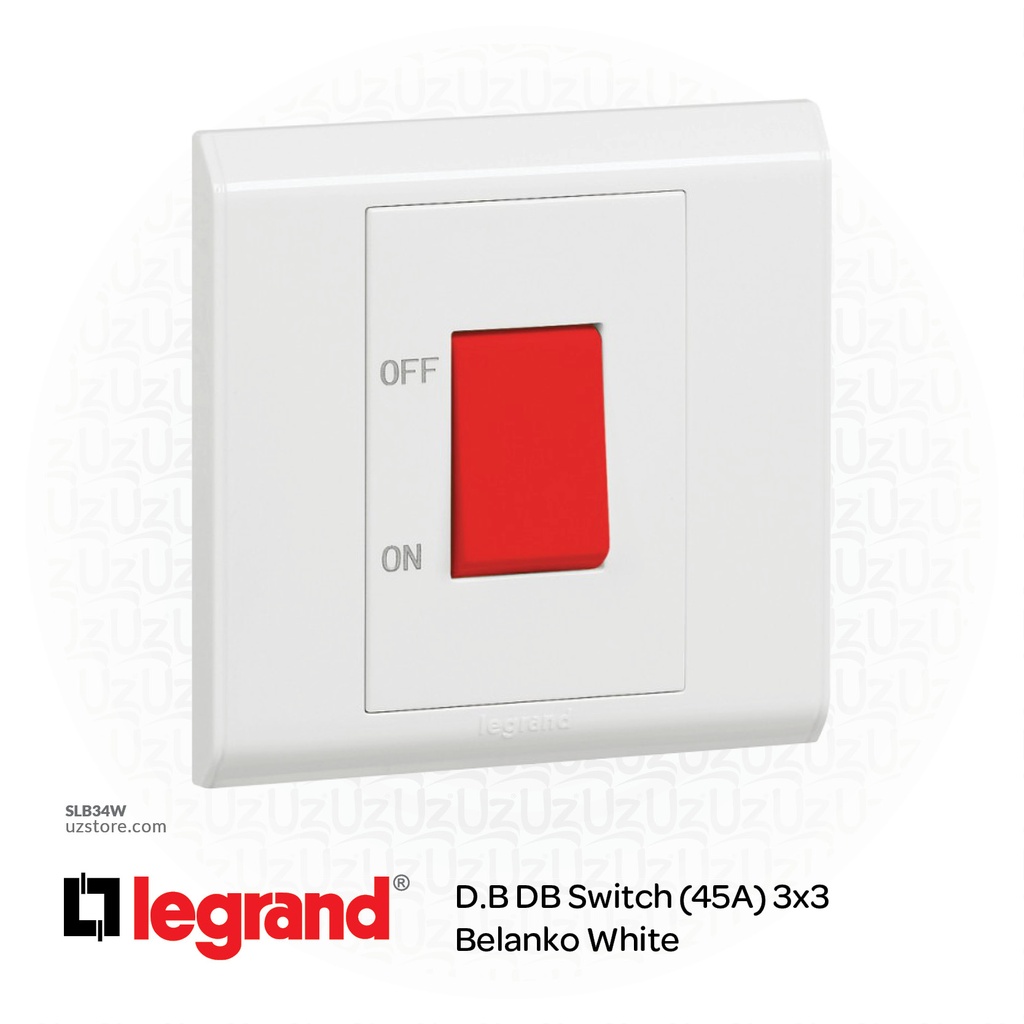 D.B DB Switch (45A) 3*3 Legrand Belanko White | UZ Store