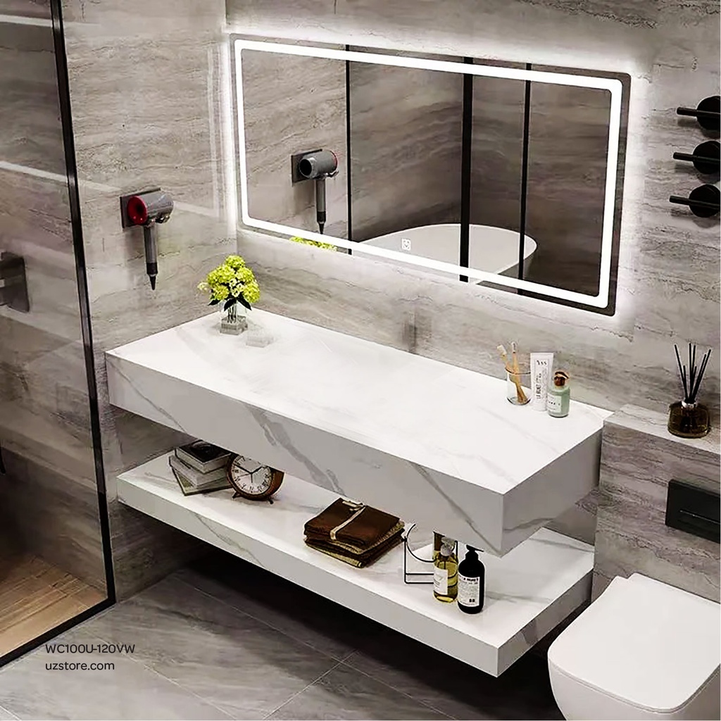 Sintered stone UP counter without basin 120C Volakas white 120x50x13cm ...