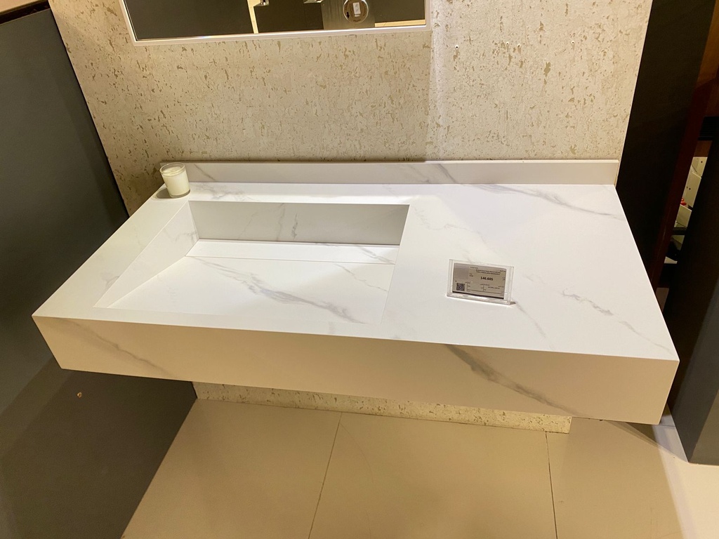Sintered stone basin Sink on Left side 100S-L Volakas white 100x50x13cm ...
