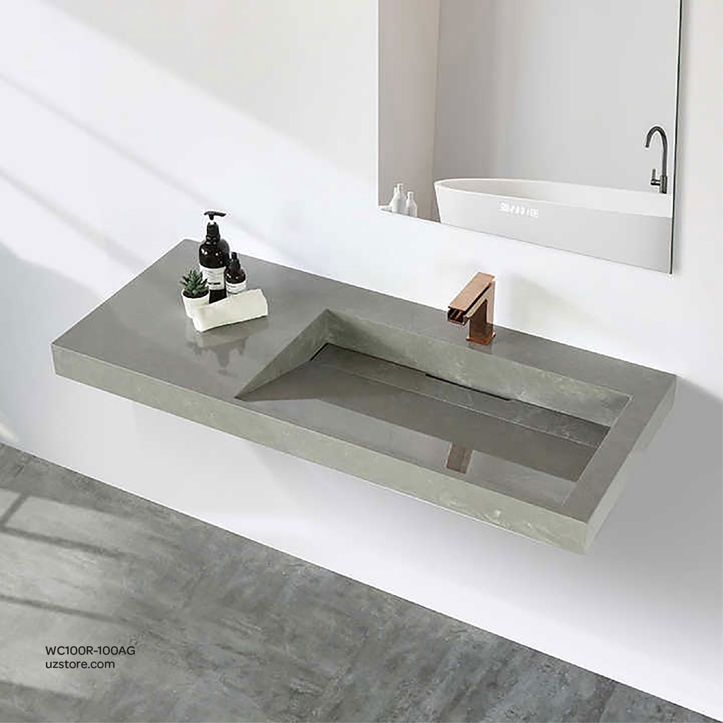 Sintered stone basin Sink on Right side 100S-R Armani gray 100x50x13cm ...