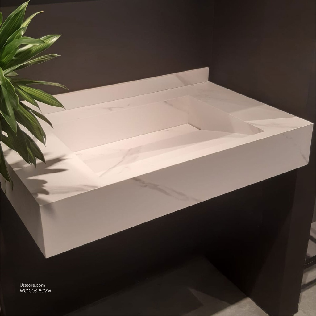 Sintered stone basin Sink on the middle 80S Volakas white 80x50x13cm ...