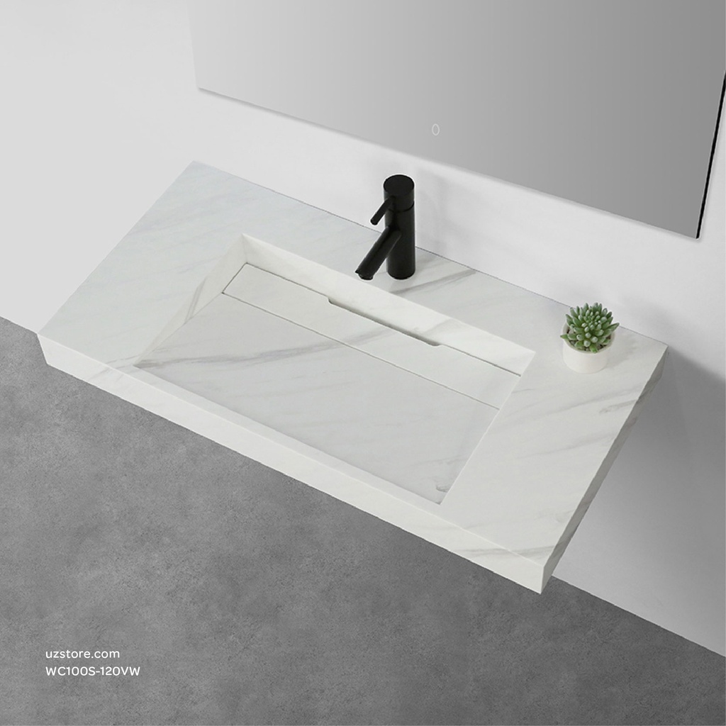 Sintered stone basin Sink on the middle 120S Volakas white 120x50x13cm ...